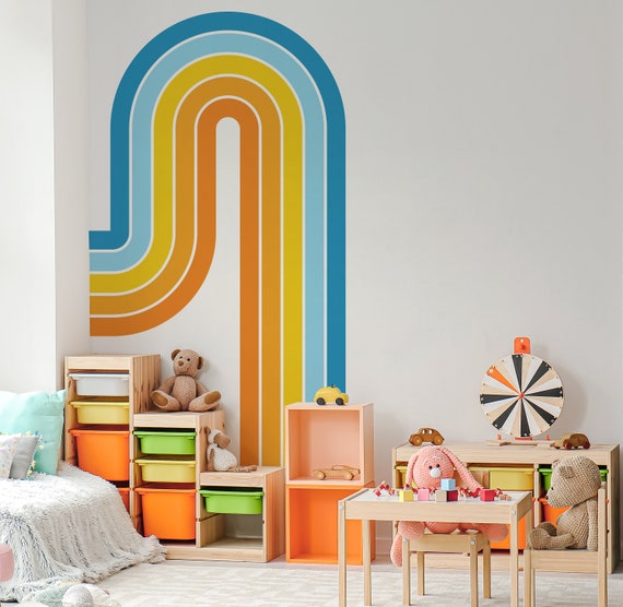 Kids Room Decor Rainbow Wall Decals - Removable Graffiti Palm Print ...