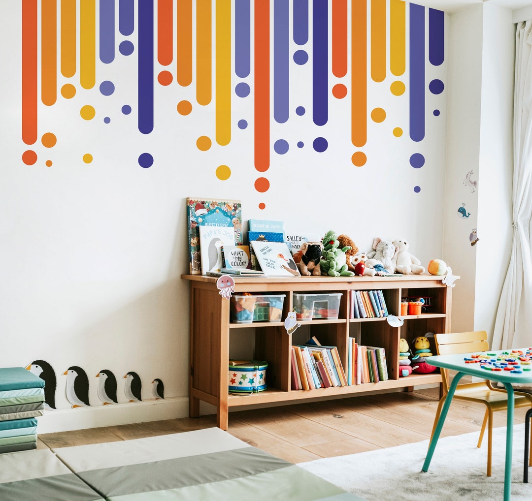 Colorful Rainbow Removable Wall Decal, Boys Colorful Rainbow Wall Mural ...