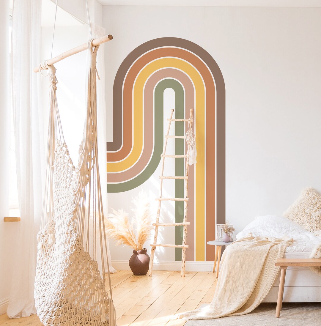 Bohemian Rainbow Removable Wall Decal, Boy Pastel Rainbow Wall Mural ...