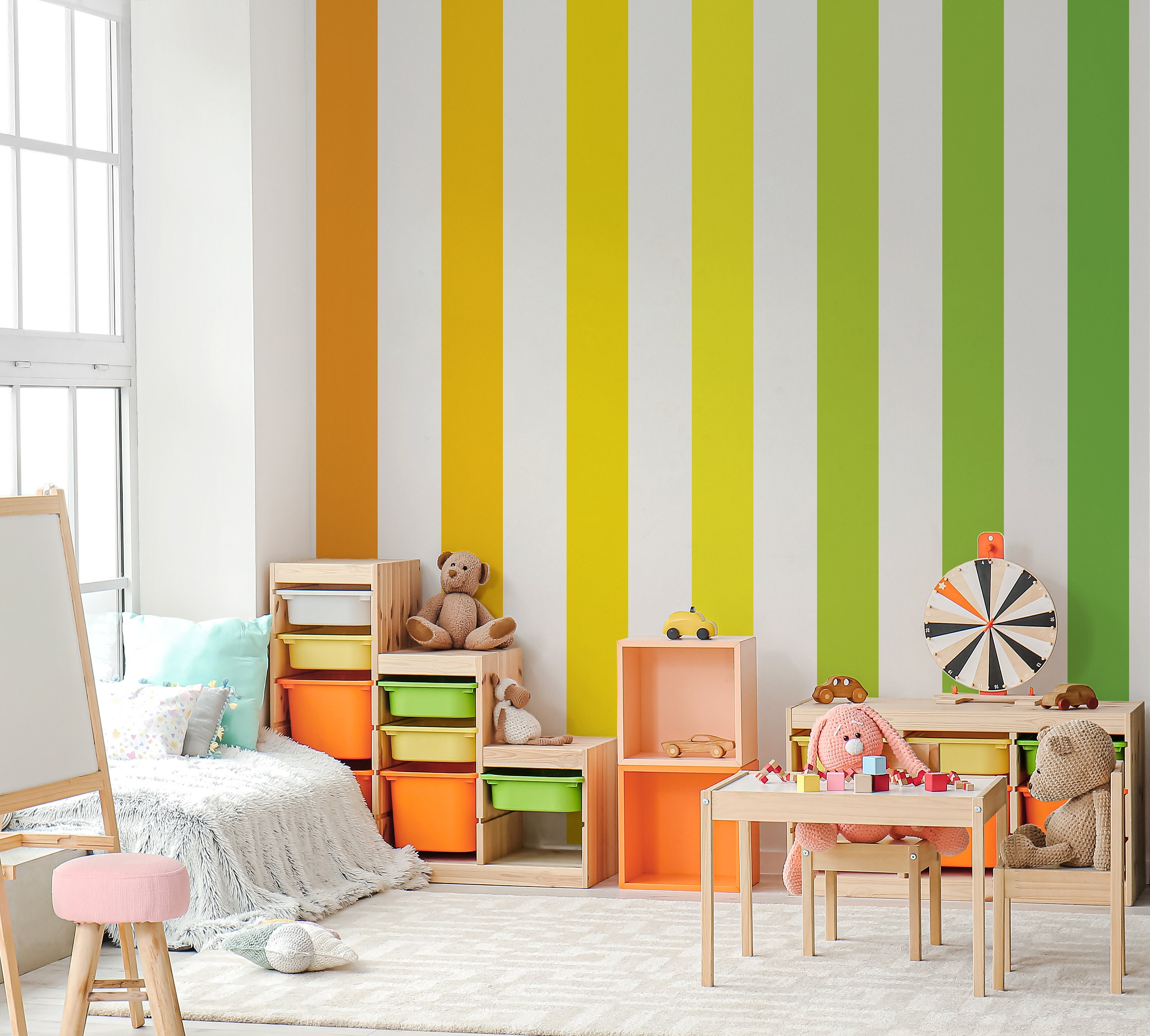 Rainbow Stripes Wall Decal, Nursery Decor, Rainbow Wall Stickers, Wall ...