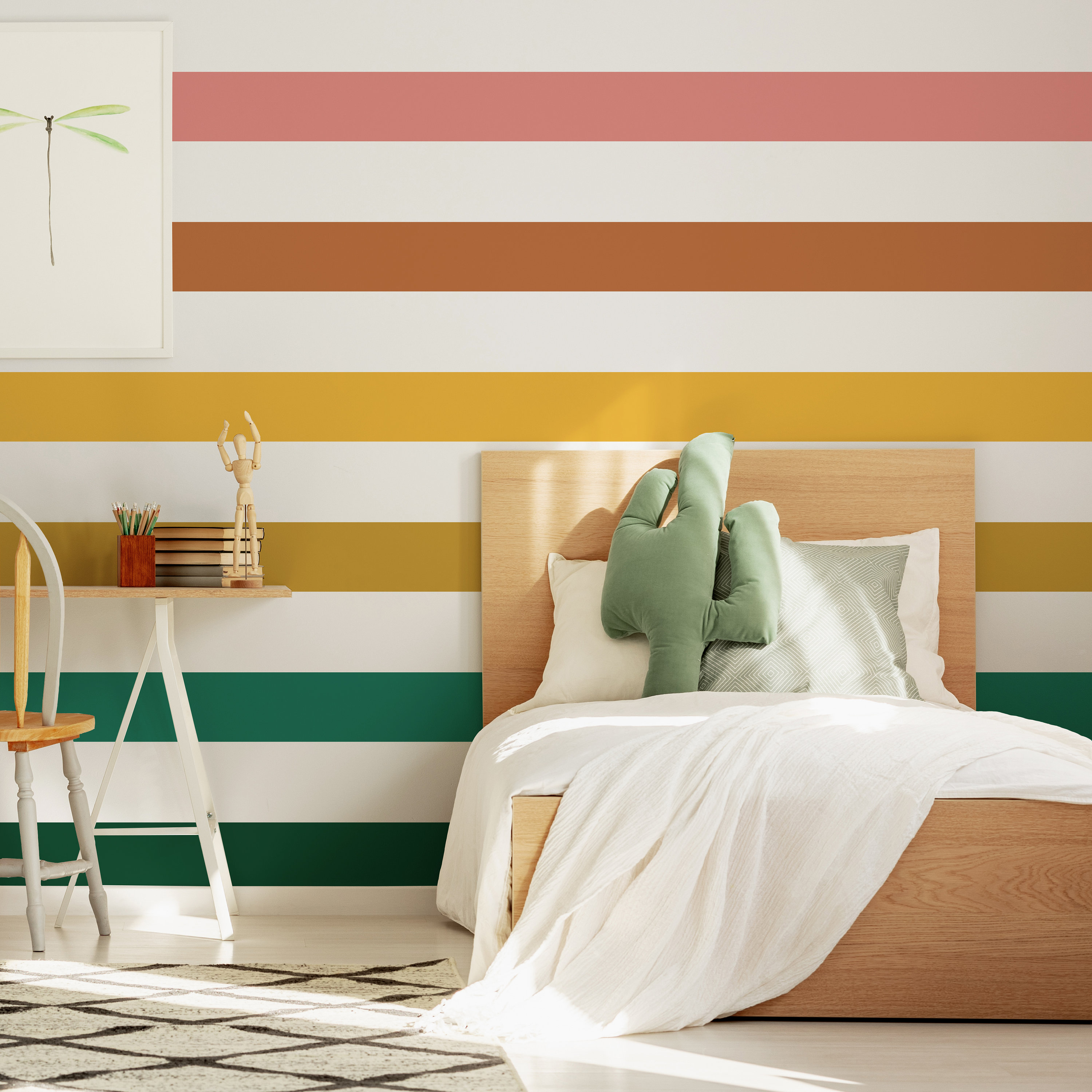 Colorful Stripes Wall Decals, Bedroom Nursery Decor 19 - Etsy
