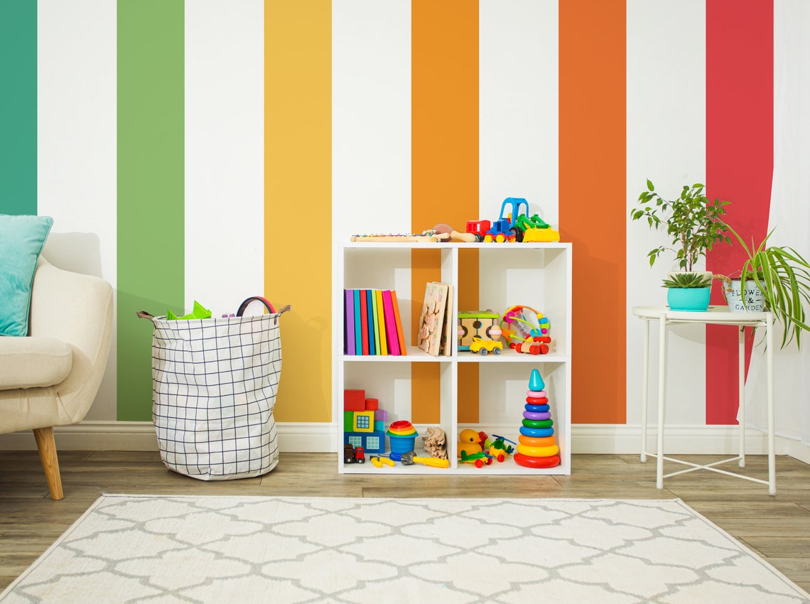 Peel and Stick Wall Decal Nursery, Playroom Wall Stripes, Removable ...
