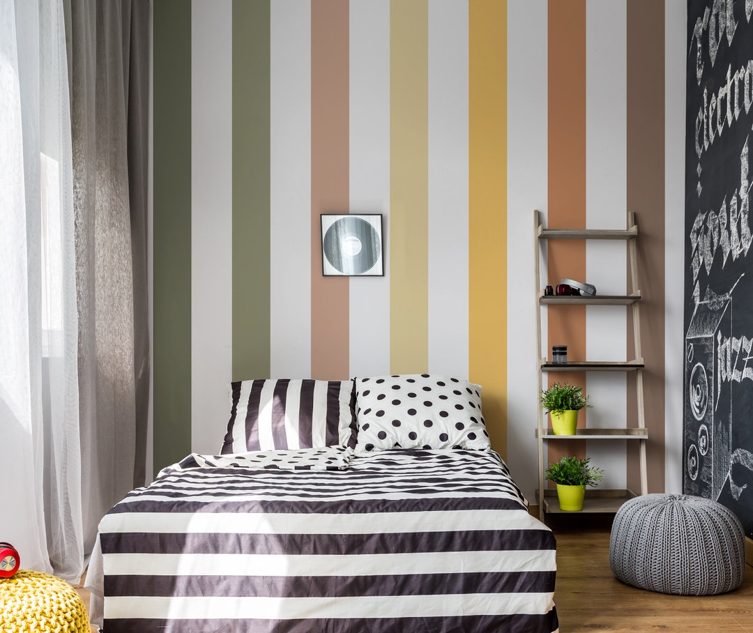 Rainbow Wall Stripes, Bedroom Wall Decor, Rainbow Wall Art, Rainbow ...