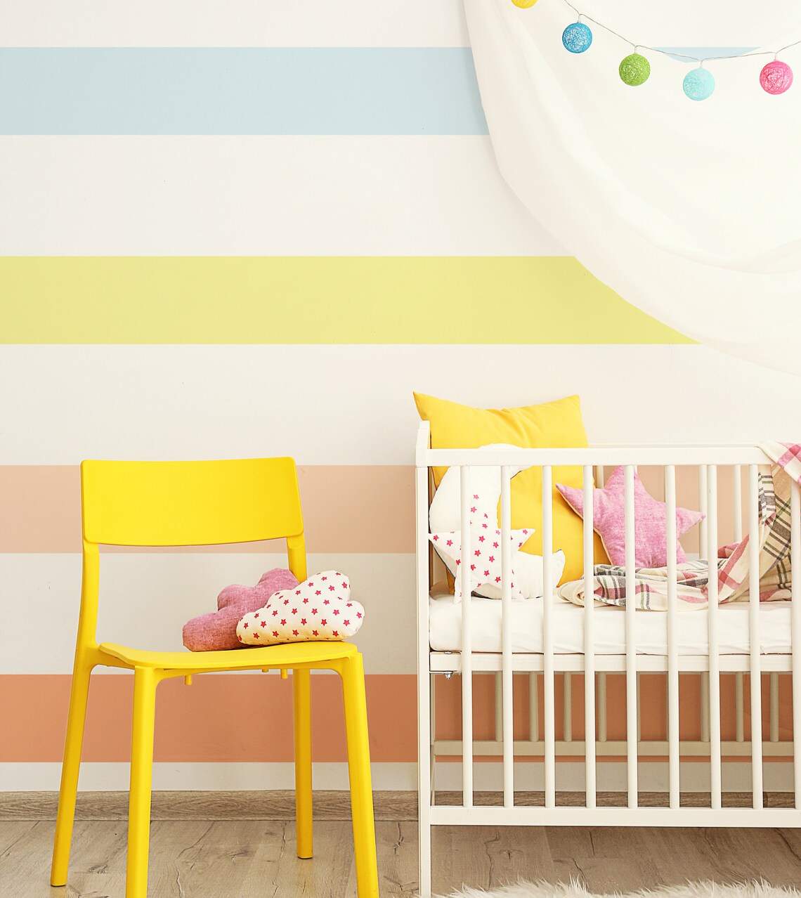 Peel and Stick Nursery Wall Sticker, Playroom Wall Stripes, Removable ...