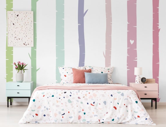 Birch Trees Wall Decals Long Trees Wall Stickers Removable - Etsy