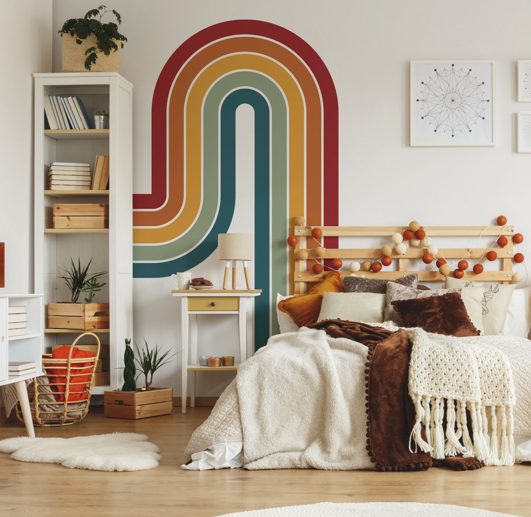 Bohemian Rainbow Wall Decal, Little Boy Room Wall Decal, Retro Nursery ...
