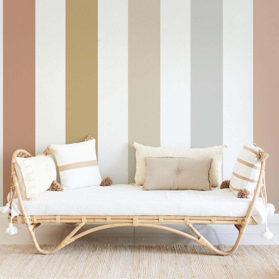 Bohemian Rainbow Wall Sticker, Muted Neutral Rainbow Wall Stripes ...