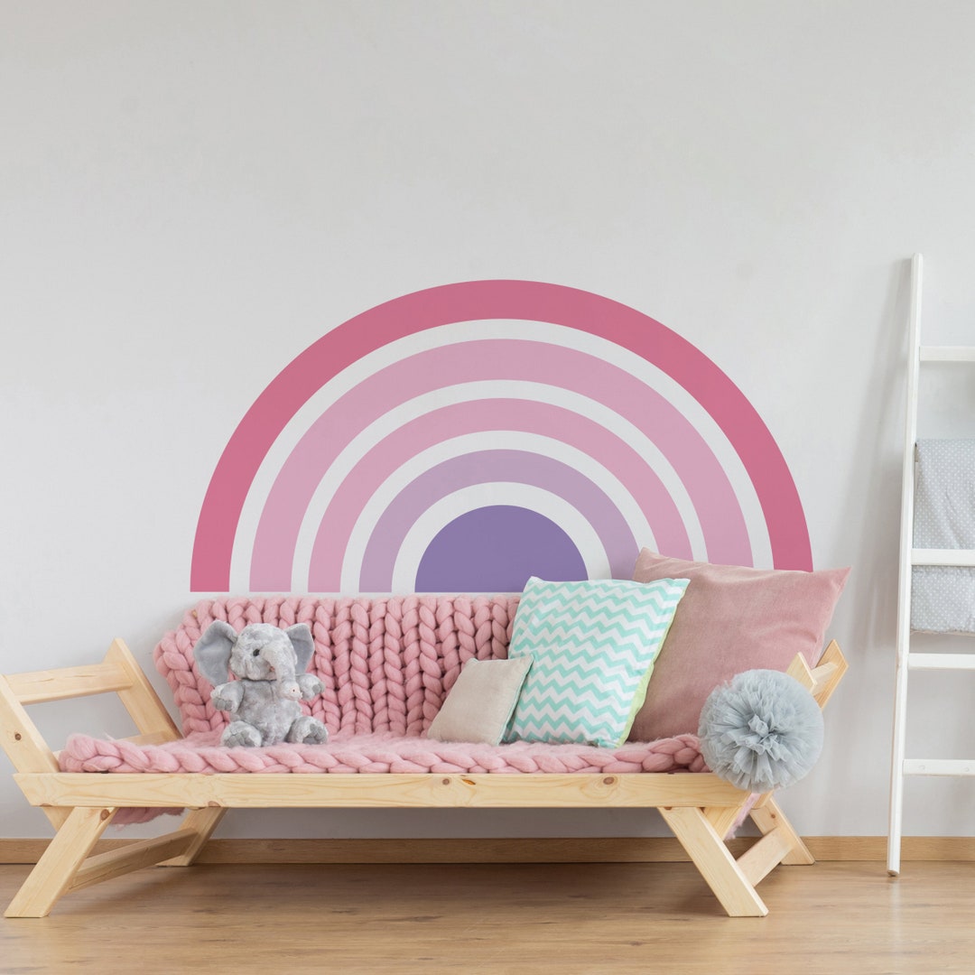 Girl Rainbow Wall Sticker, Half Rainbow Wall Decal, Nursery Kid Room ...