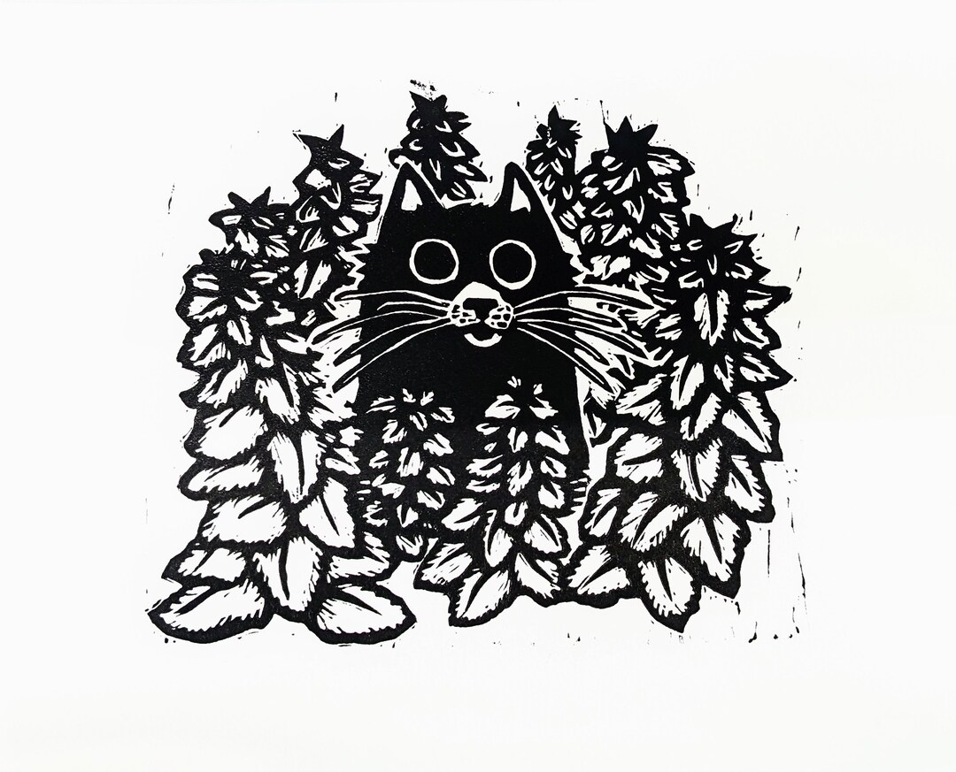 Catnip Cloud - 8x10" Original Linocut Print - Etsy