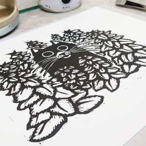 Catnip Cloud - 8x10" Original Linocut Print - Etsy