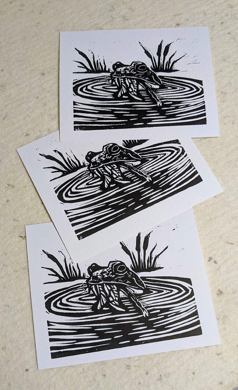 A Quick Bite 5x6 Original Linocut Print - Etsy