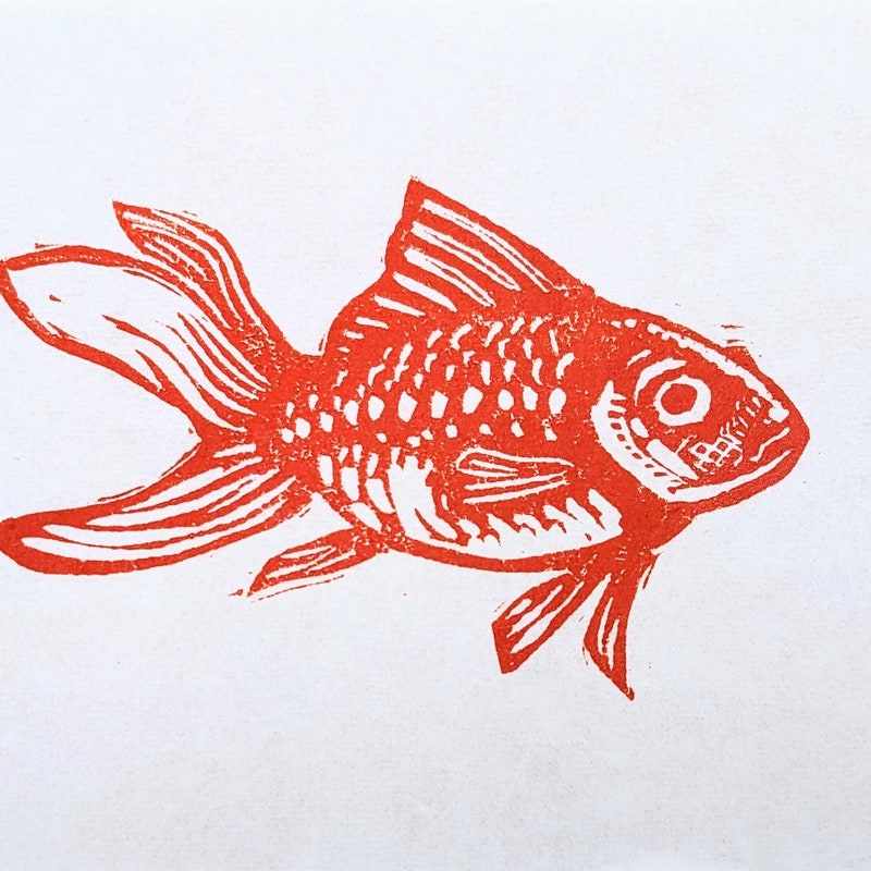 Fish Linocut - Etsy