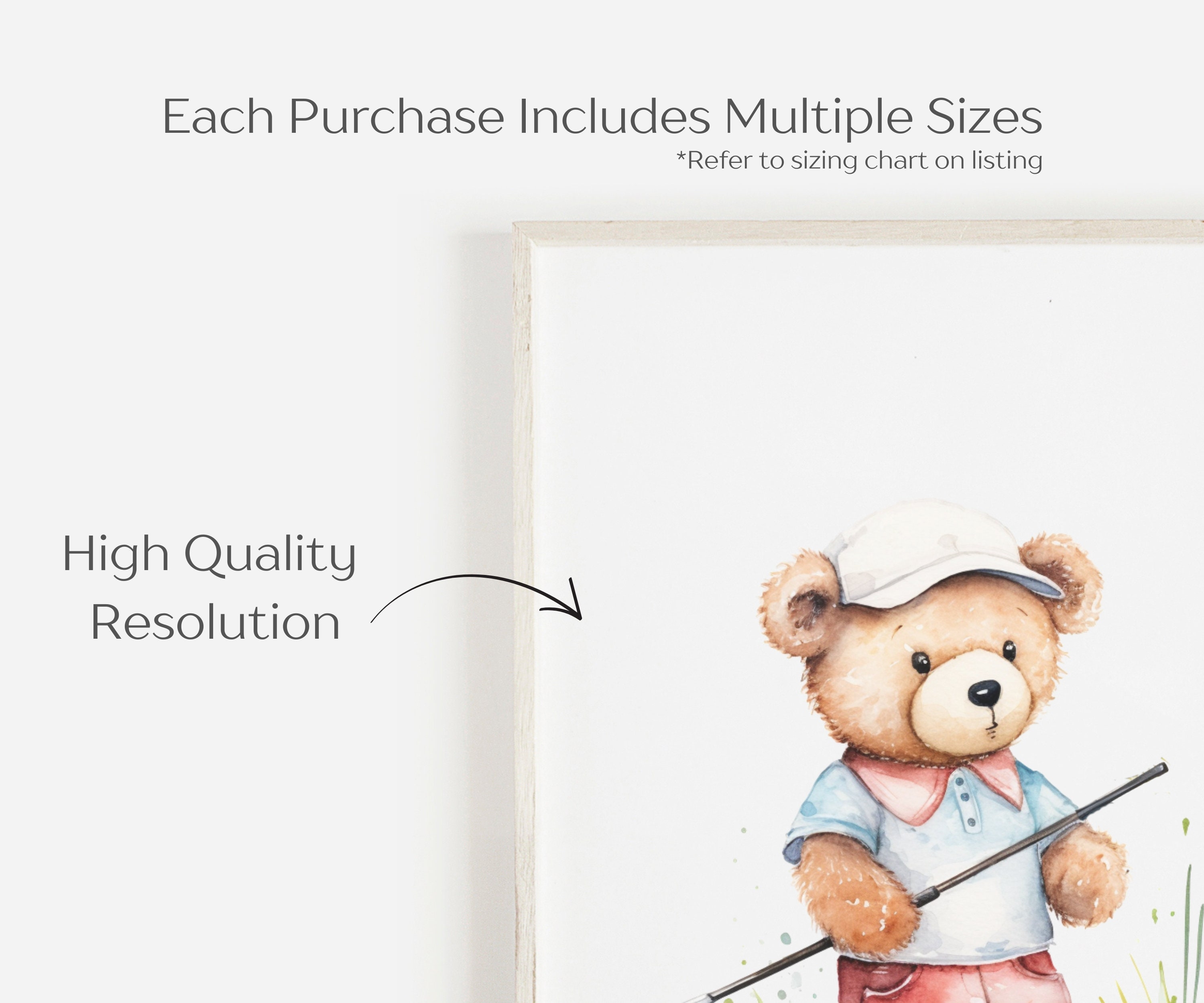 Golf Teddy Bear Nursery Wall Art Sports Bear Golfing Bear Nursery ...