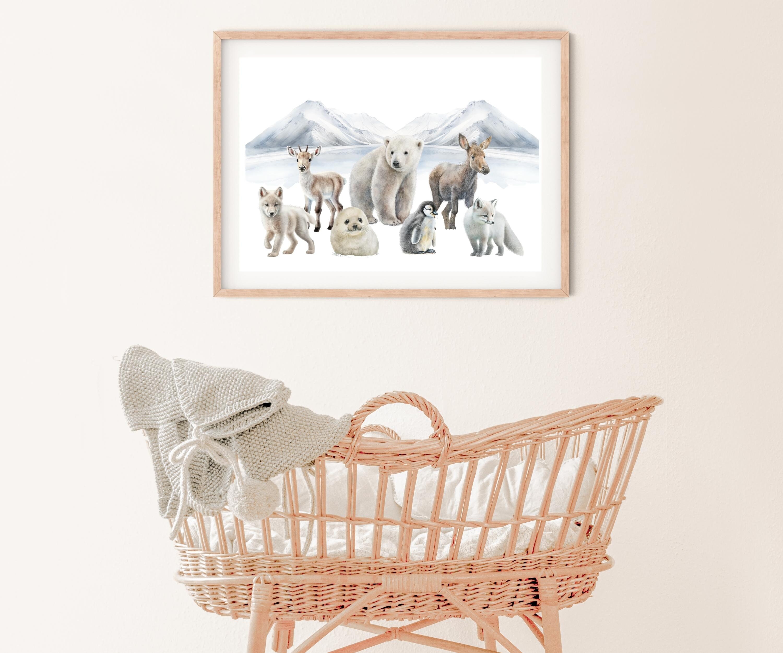 Arctic Landscape With Baby Animals Themed Nursery Winter Animal Decor ...