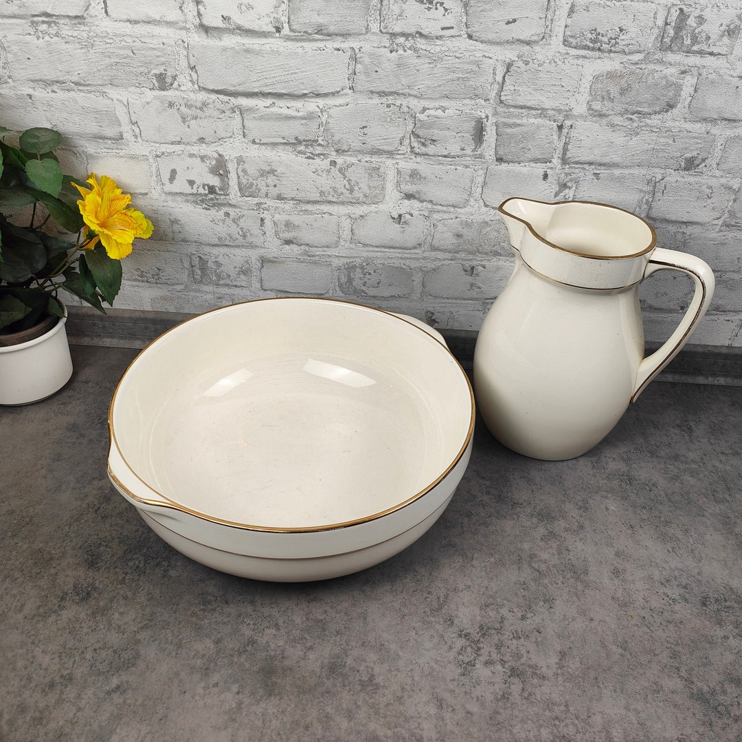 Antique Washing Set Jug Bowl Lavoir Waechtersbach Ceramic Decoration ...