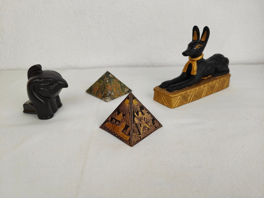 4x Figure Set Egypt Gemstone Pyramid Rainforest Jasper Rhyolite ...