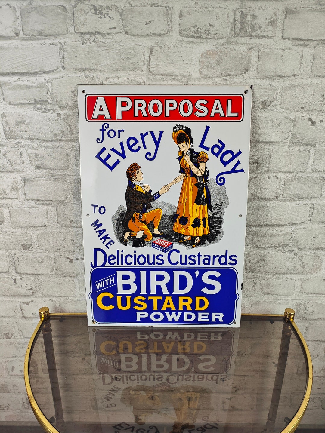 Enamel Sign Bird's Custard Powder Proposal for Every Lady Victorian ...