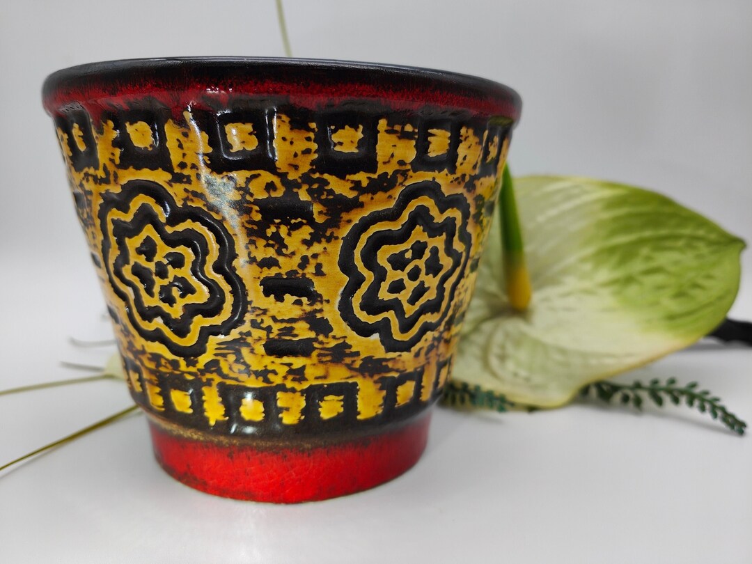 Flower Pot Fat Lava WGP Flower Pattern 182/15 Planter Flowers ...