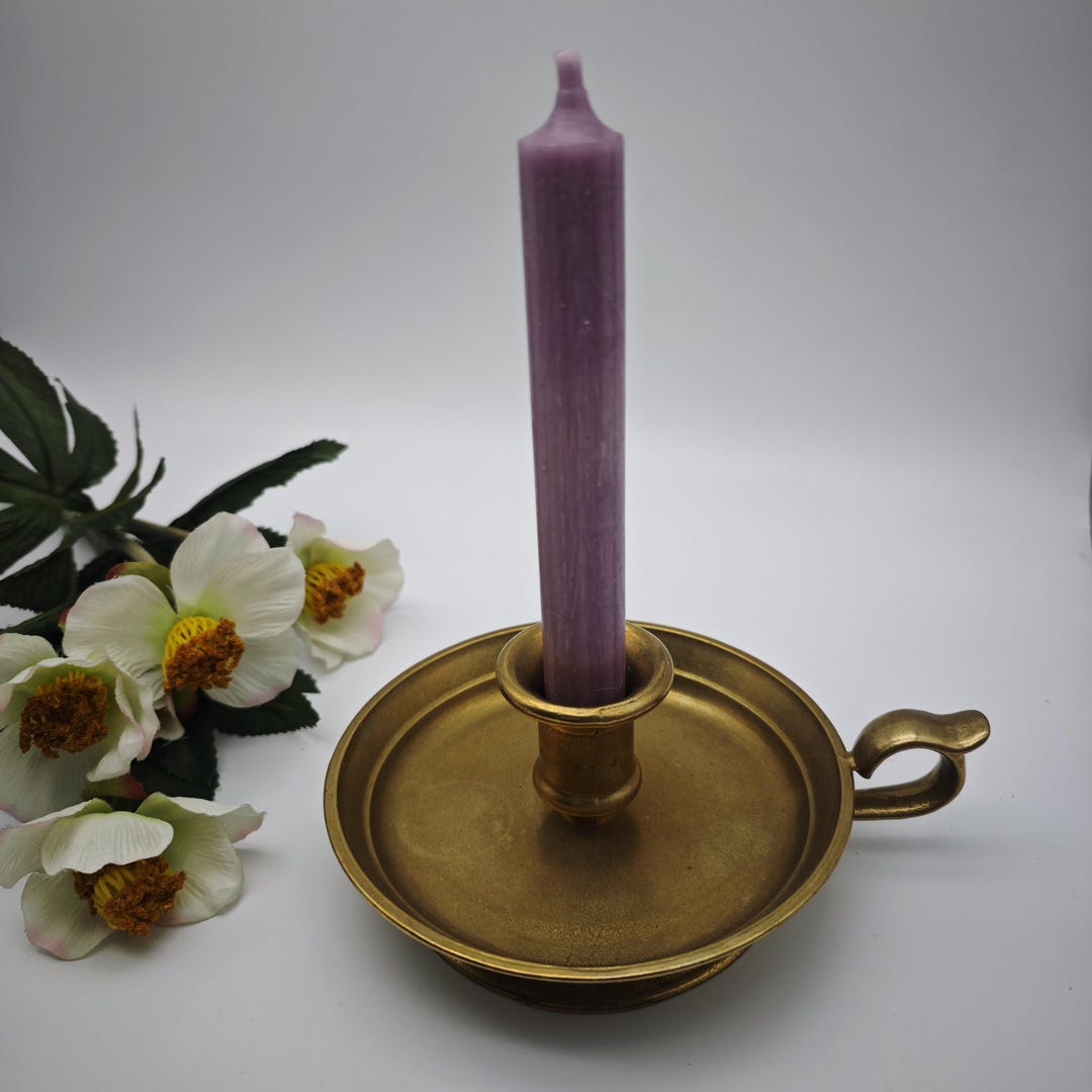 Heavy Brass Chamber Candlestick Vintage Candlestick With Handle for ...