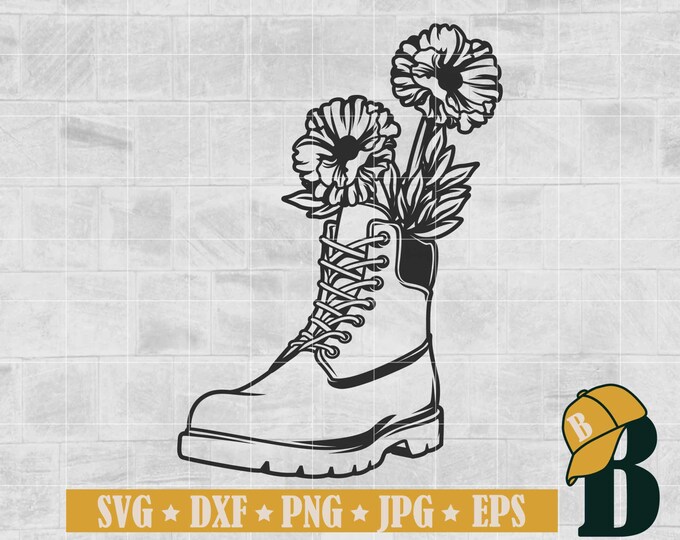 Boots SVG File, Boots With Flowers SVG, Cowboy Floral Boots SVG, Rain ...