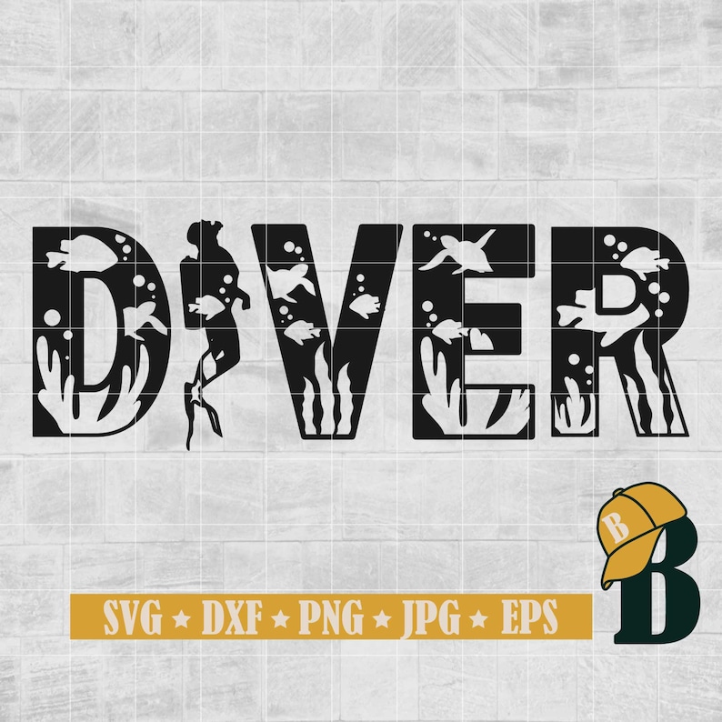 Scuba Diver SVG Underwater World Svg Diver With Sea Scene - Etsy