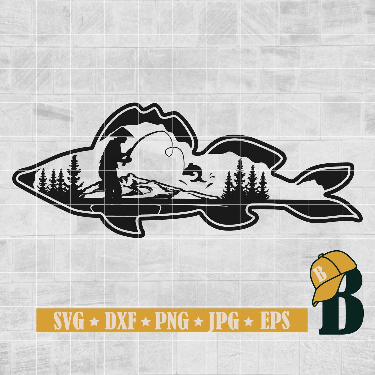 Fishing Scene Svg Fishing Svg Bass Fishing Svg Fishing - Etsy