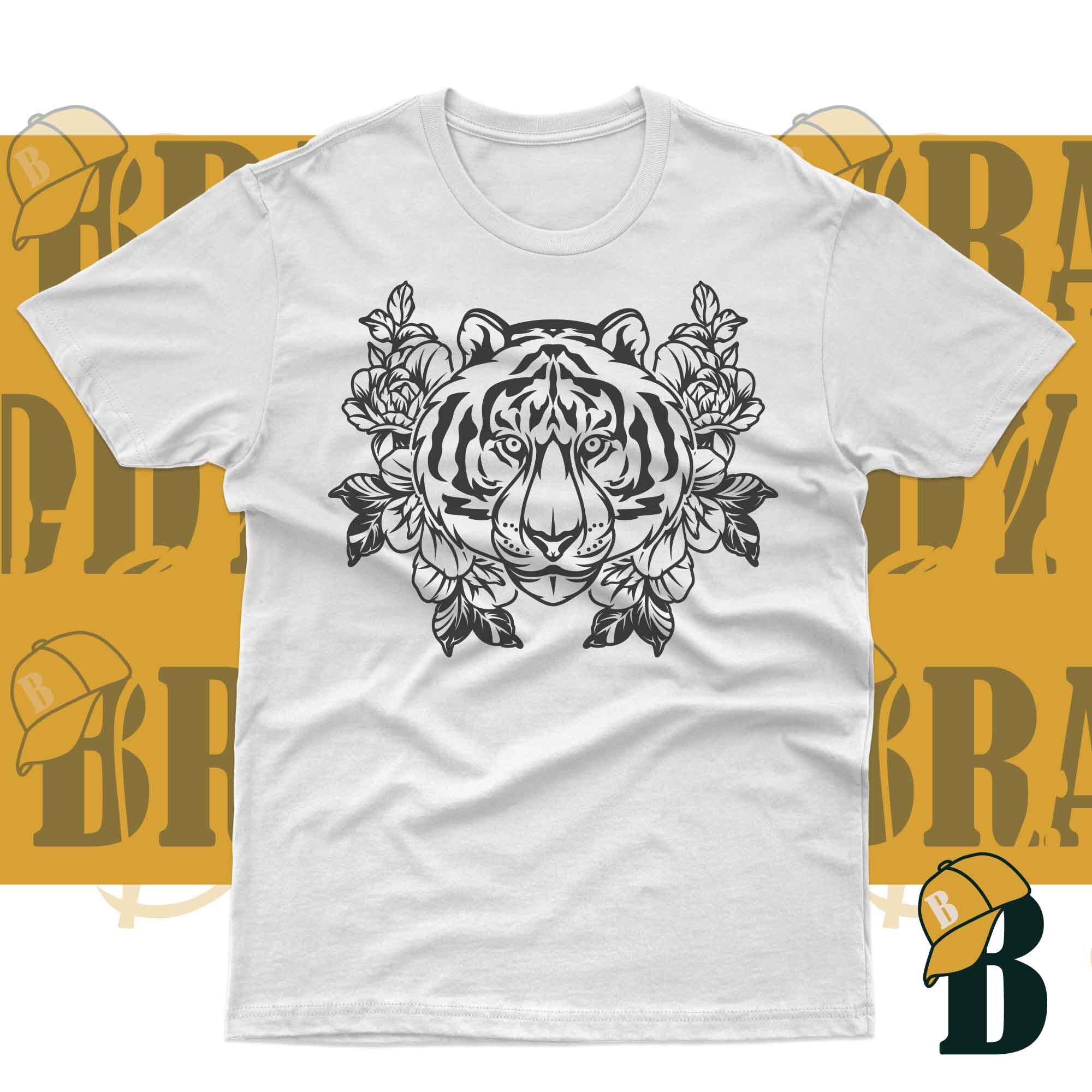 Floral Tiger Svg, Tiger With Flowers SVG, Tiger Svg, Tiger Cut File ...