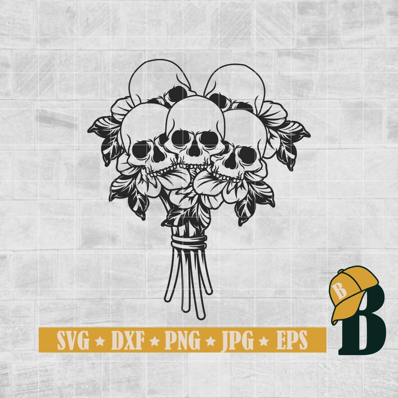 Skull Flowers Svg Png Skull Bouquet svg Bouquet of Skulls - Etsy México