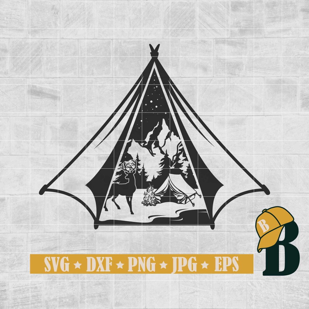 Tent Svg, Camping Tent Svg, Outdoor Tent Svg, Amping Mountain Scene Svg ...