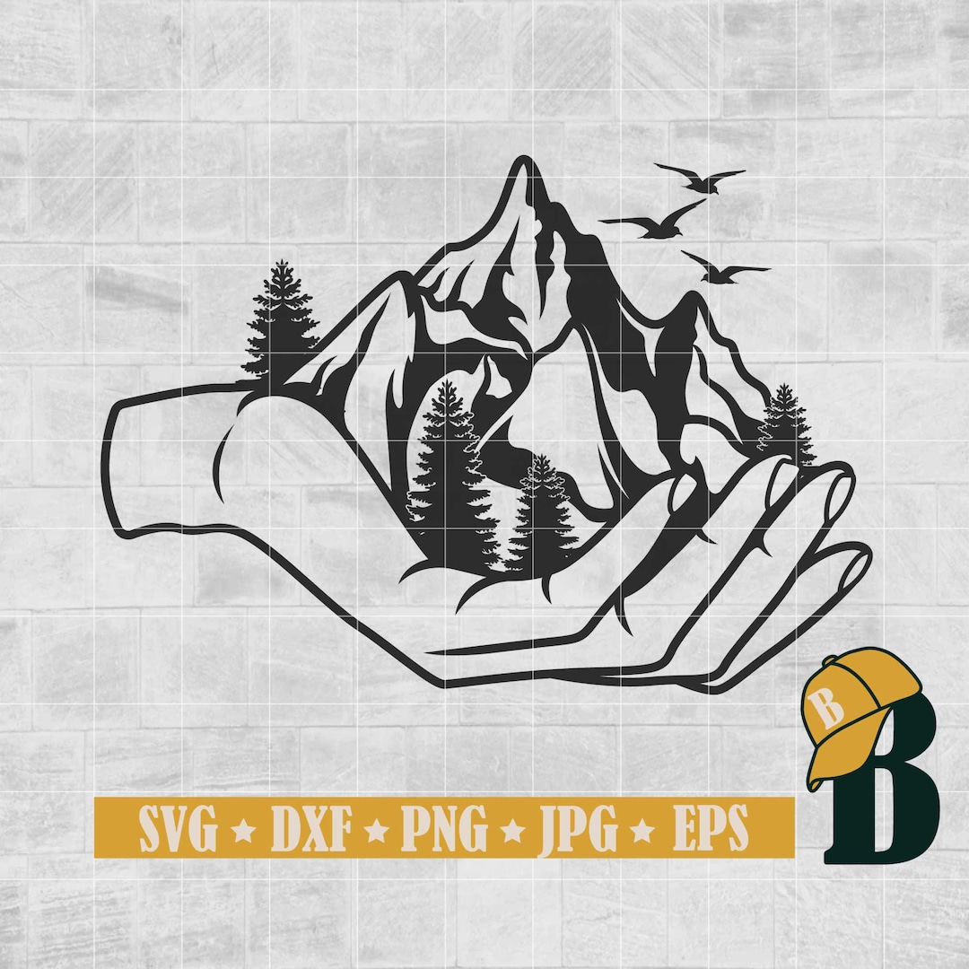Outdoor Scene Svg, Hand Svg, Outdoor Hand Scene Svg, Mountain Svg ...