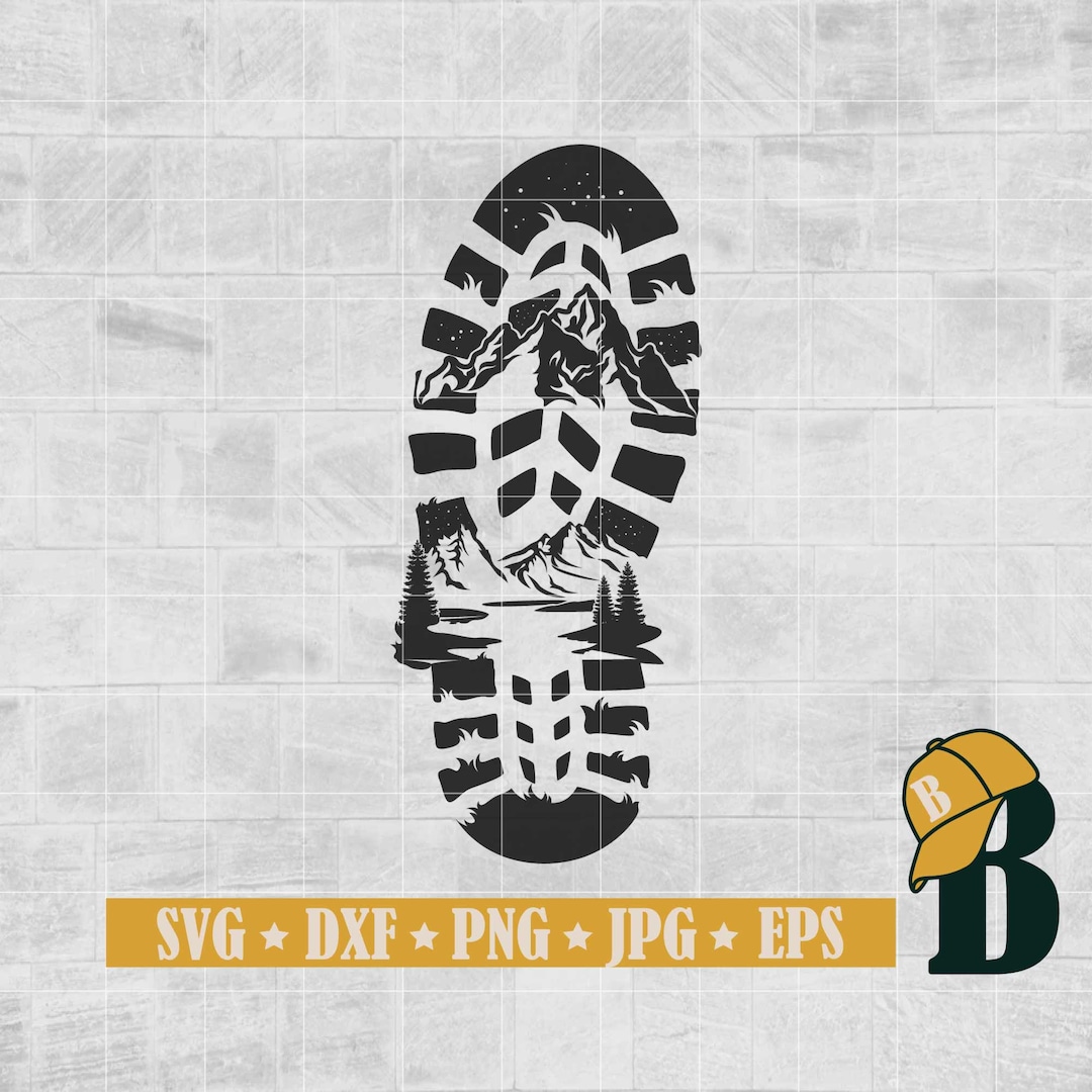 Foot Print Outdoor Svg Png, Hiking Boots Print Svg, Hiking Boots Sole ...