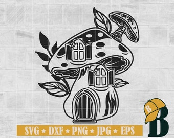 Gnome Mushroom House Svg - Etsy
