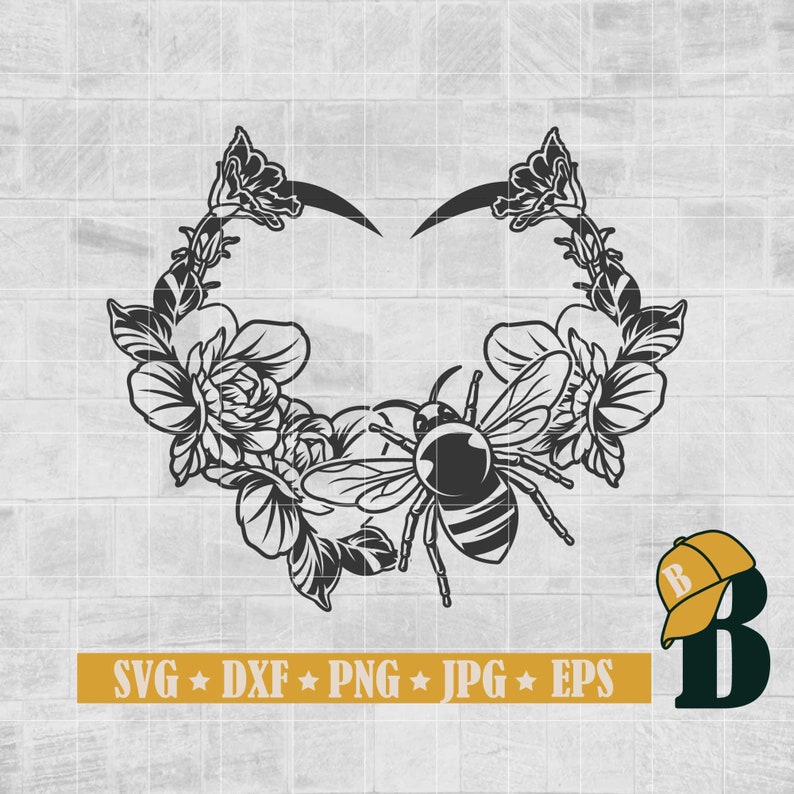 Heart Bee Svg Png, Floral Bee Svg, Flower Bee Svg, Save the Bees Svg ...