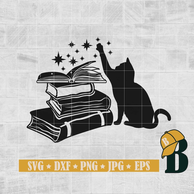 Spell Book SVG, Witch SVG, Cat SVG, Gothic Svg, Book Pile Svg, Mystical ...