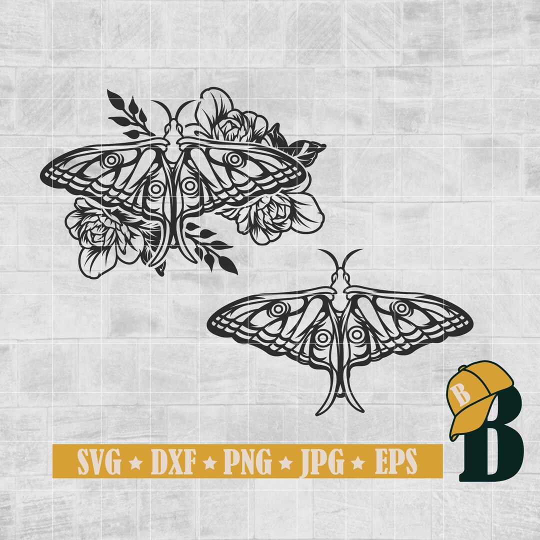 Floral Moth With Skull Svg Png, Flower Moth Svg, Deaths Head Hawkmoth ...