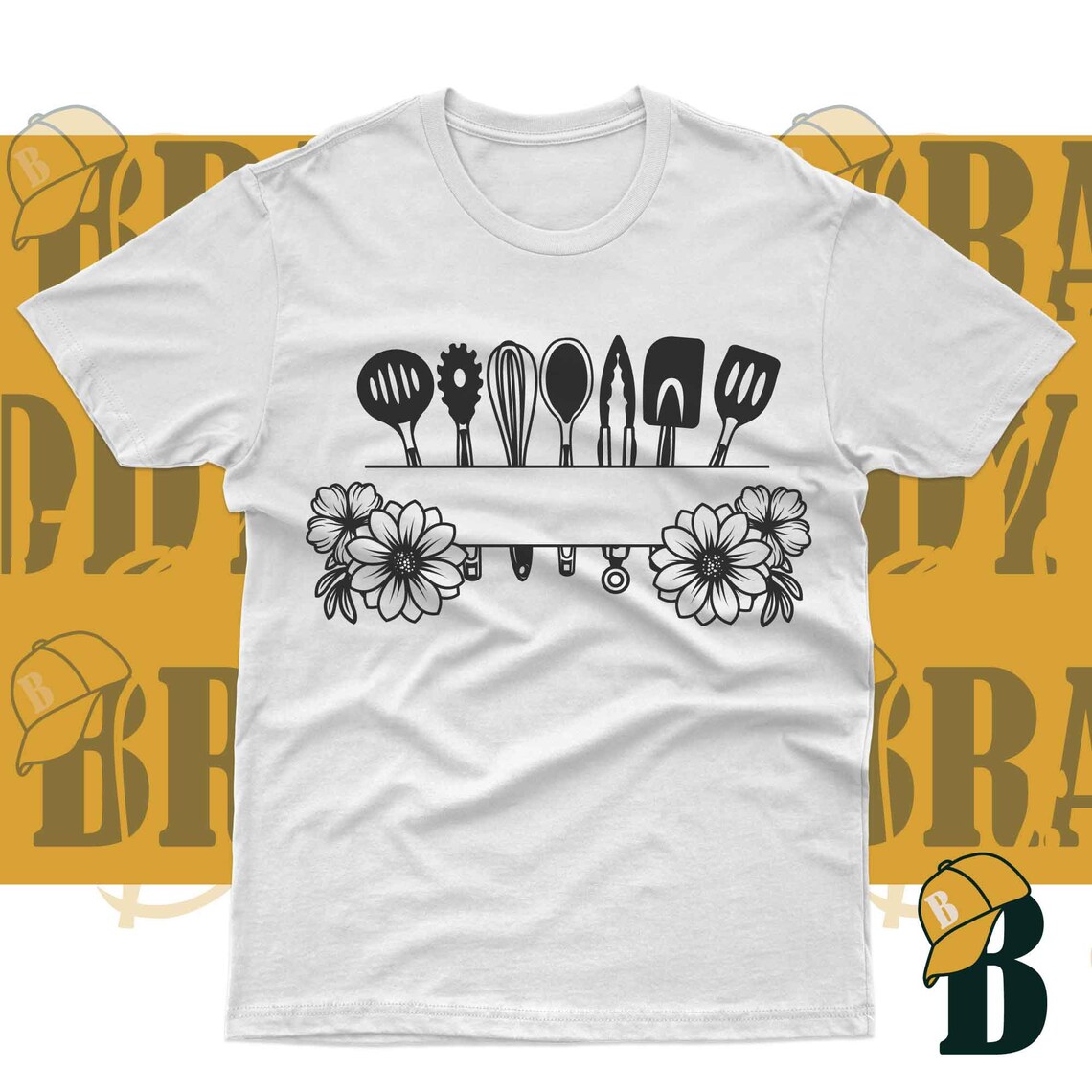 Floral Chef Tools Svg Chef Logo Svg Cooking Tools Svg - Etsy