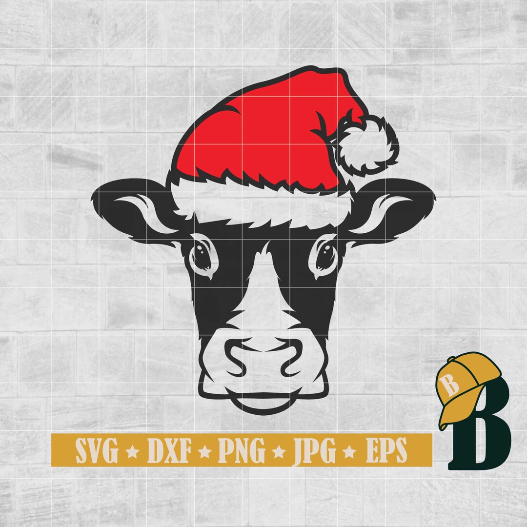 Christmas Cow Svg Png Cow With Santa Hat Svg Cute Cow Svg - Etsy