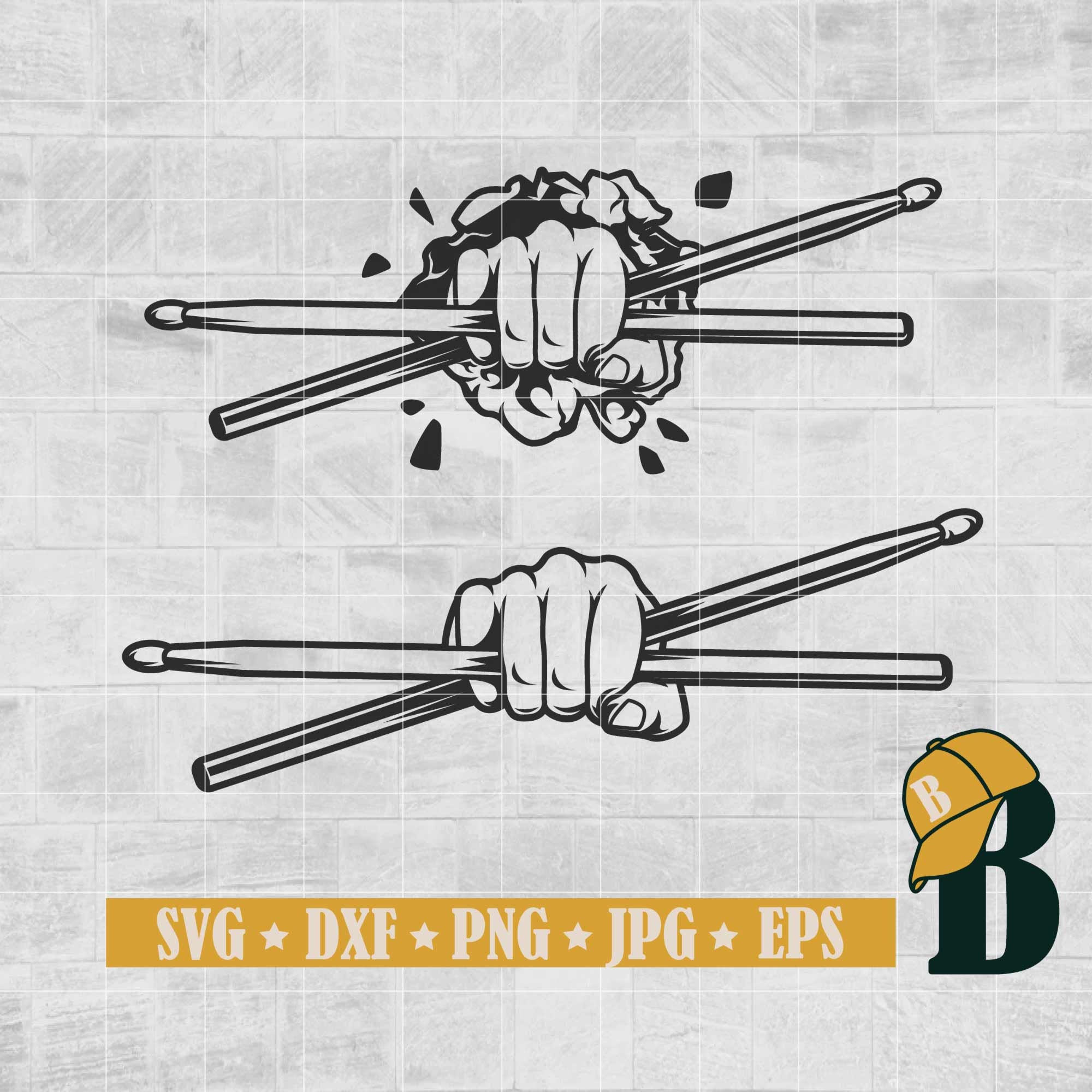 Hand With Drum Sticks Svg Png, Drummer Svg, Smashing Wall Drum Stick ...