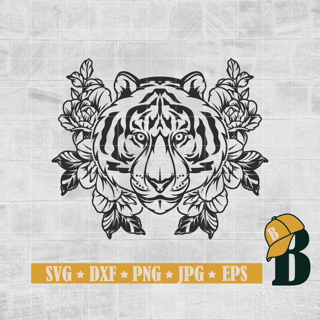 Floral Tiger Svg, Tiger With Flowers SVG, Tiger Svg, Tiger Cut File ...