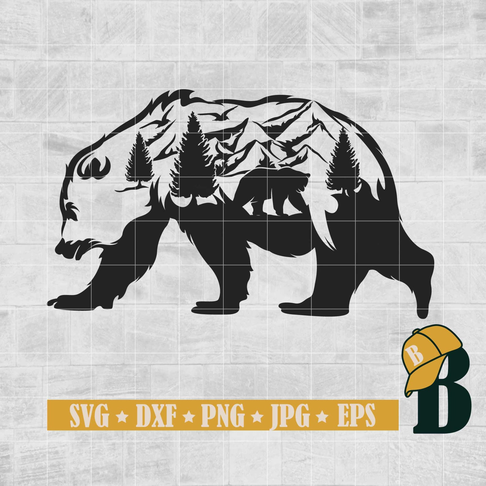 Bear Scene Svg Bear Svg Bear Clipart Wild Bear Svg Bear - Etsy