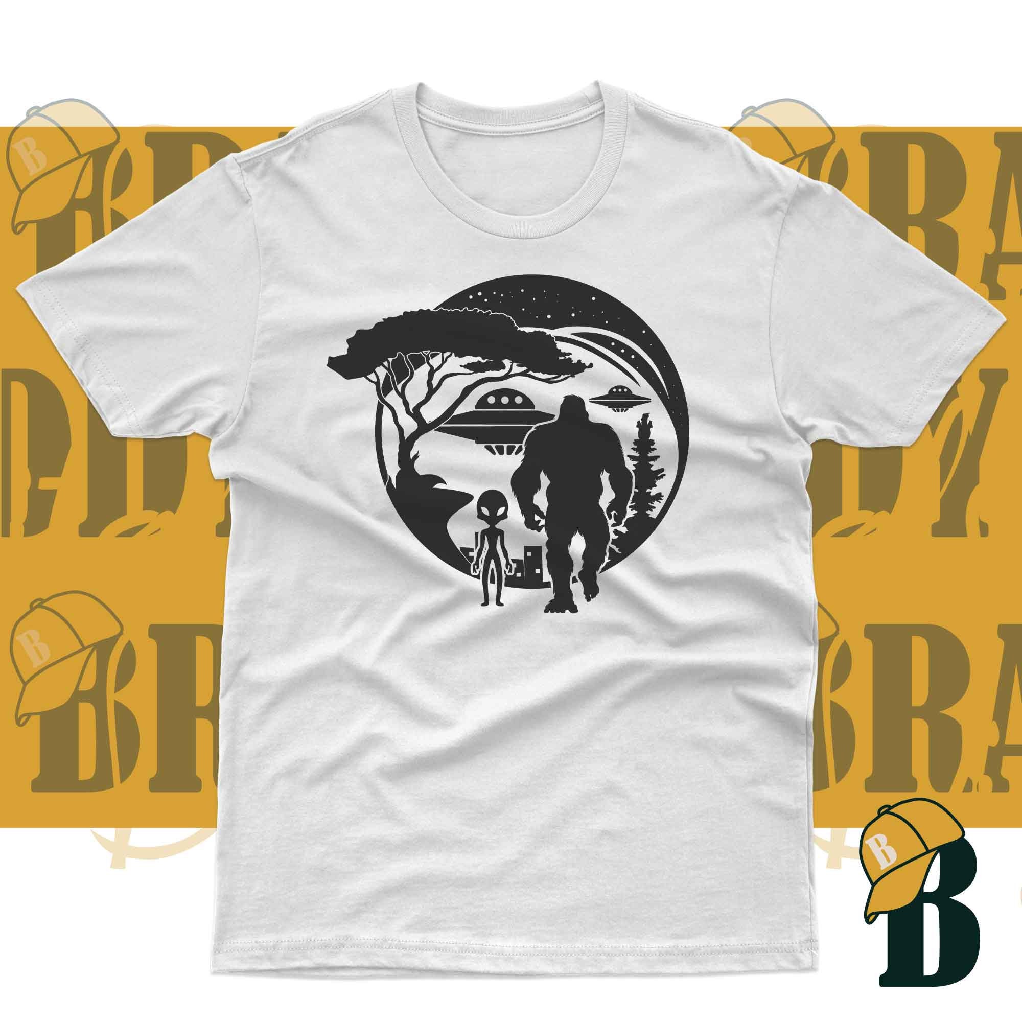 Bigfoot and Alien Under the Moon Svg Bigfoot Svg Alien Svg - Etsy