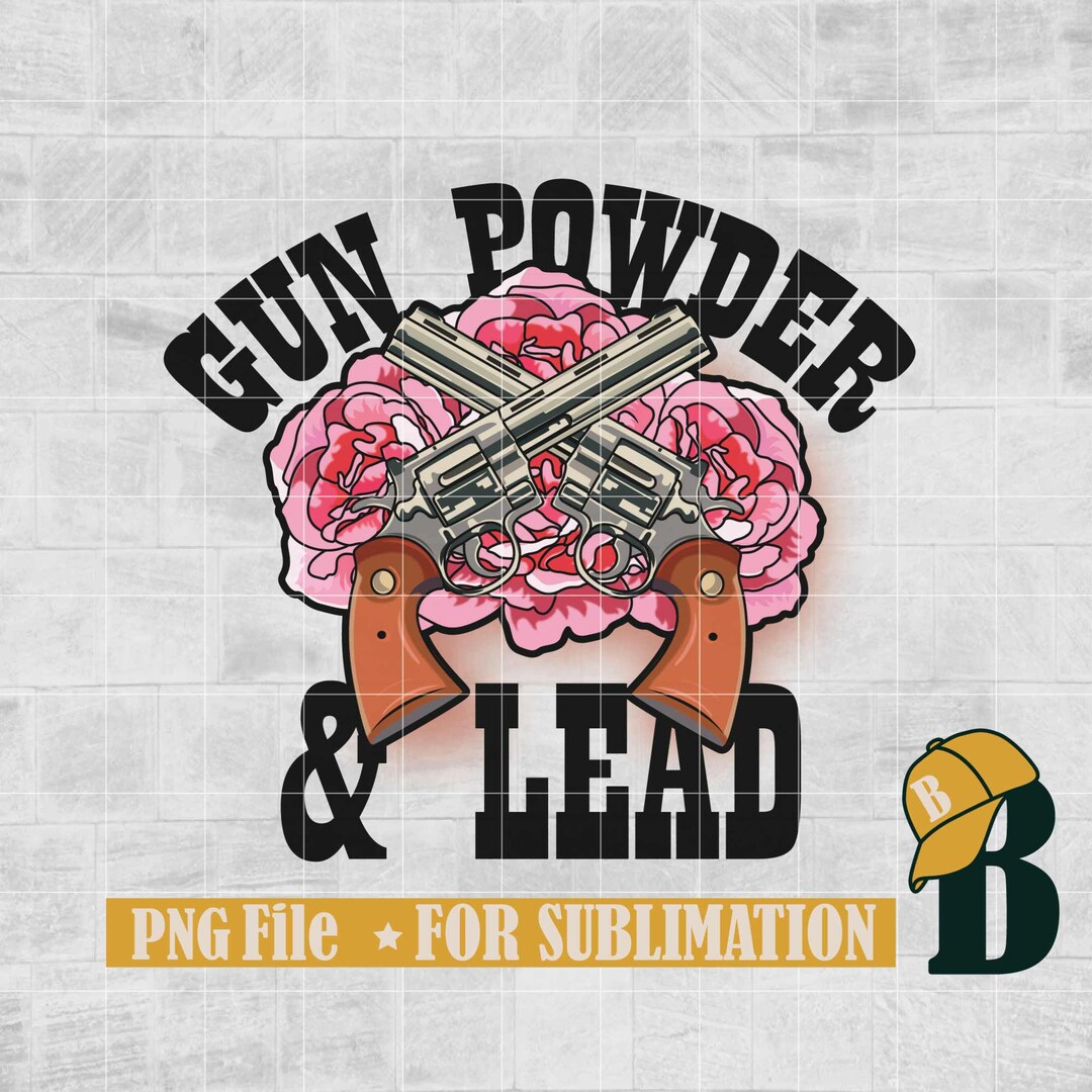 Gun Powder and Lead PNG, Vintage Gun Design, Flower Gun Png, Vintage ...