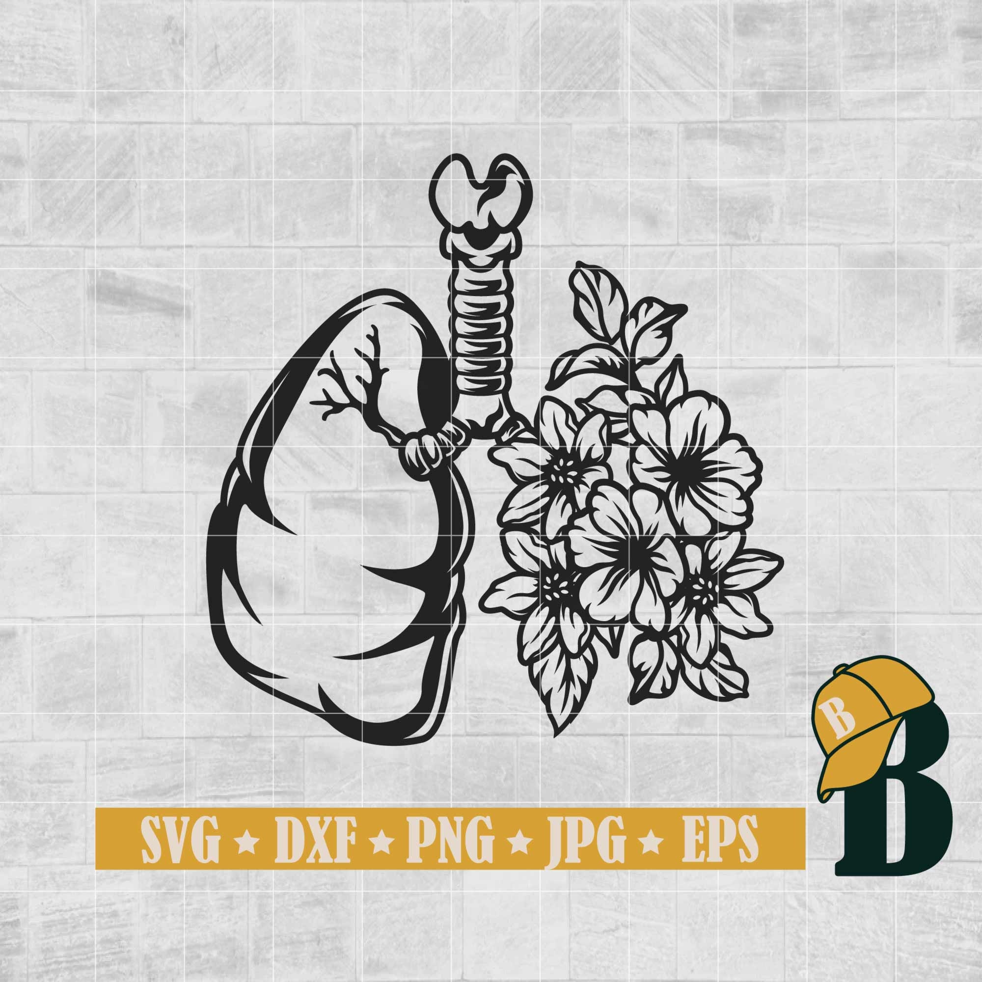 Floral Lungs Svg Png Human Lung Silhouette Svg Human Anatomy - Etsy