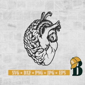 Brain Heart Svg Png, Heart Svg, Brain Svg, Brain and Heart Fusion Svg ...