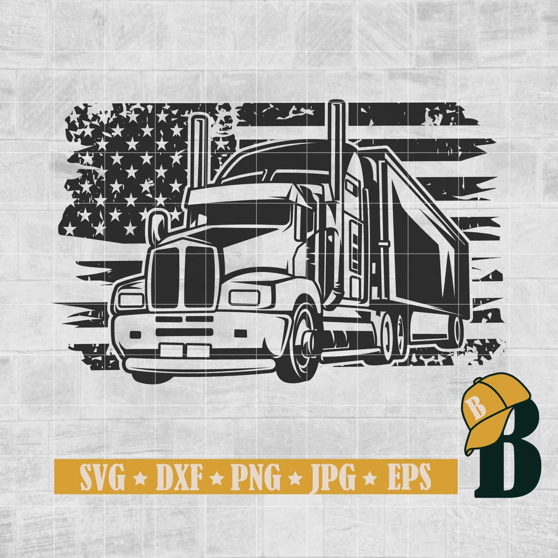 US Big Truck Svg, Truck Svg, Semi Truck Svg, 18 Wheeler Svg, Truck ...