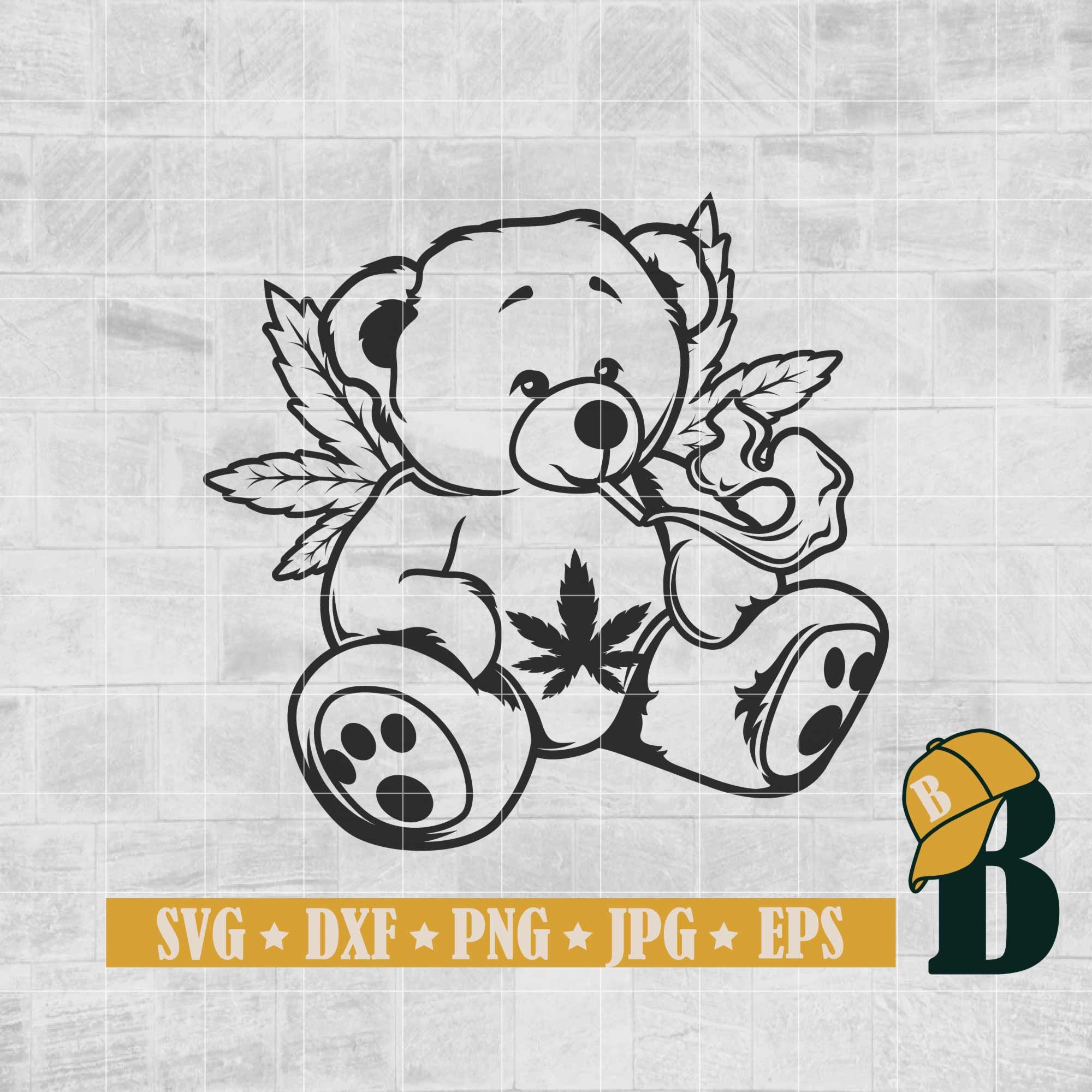 Smoking Bear Svg, Weed Cut File, Cannabis Svg, Cannabis Bear Svg, Weed ...