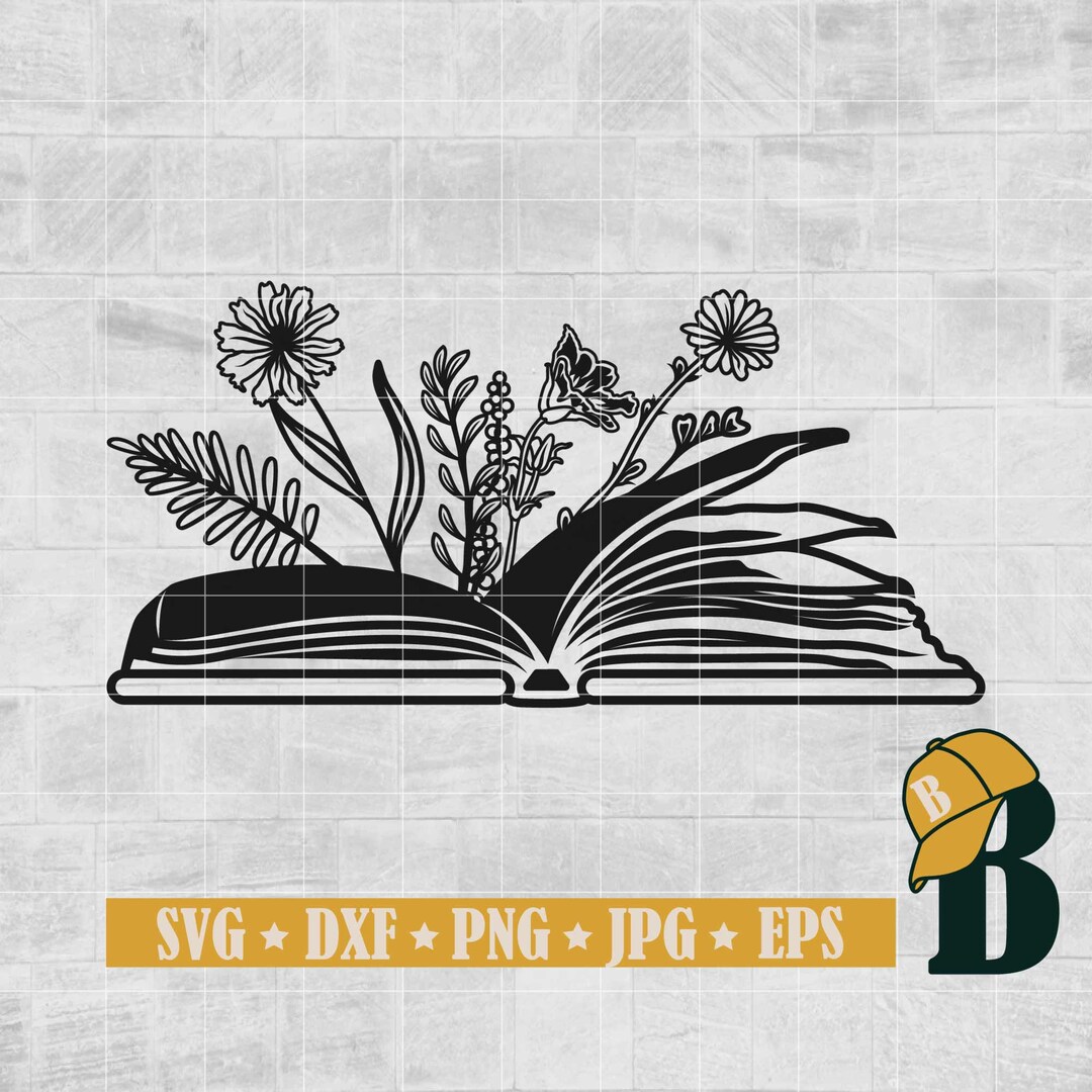 Floral Book SVG, Book Svg, Book With Flowers Svg, Reading Svg, Read ...