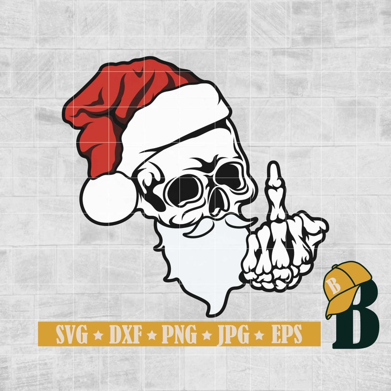 Santa Skull Middle Finger Svg Santa Claus Svg Santa Svg - Etsy