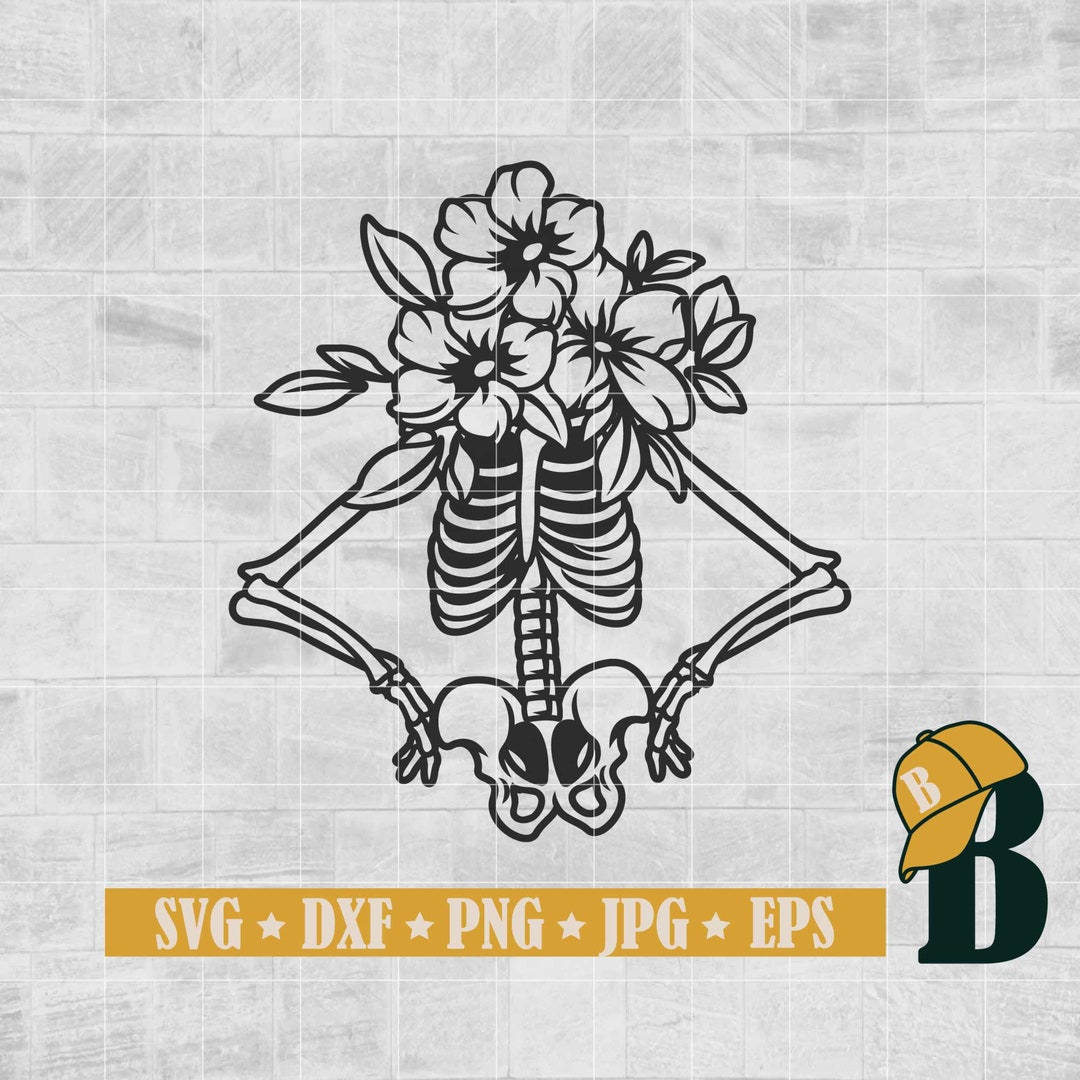 Flower Skeleton SVG, Flower Ribs Svg, Floral Skull Svg, Human Bones Svg ...