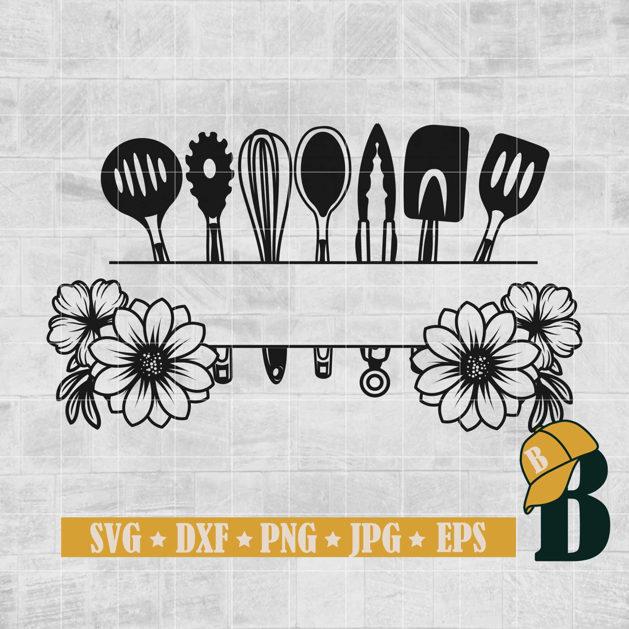 Floral Chef Tools Svg, Chef Logo Svg, Cooking Tools Svg, Restaurant ...